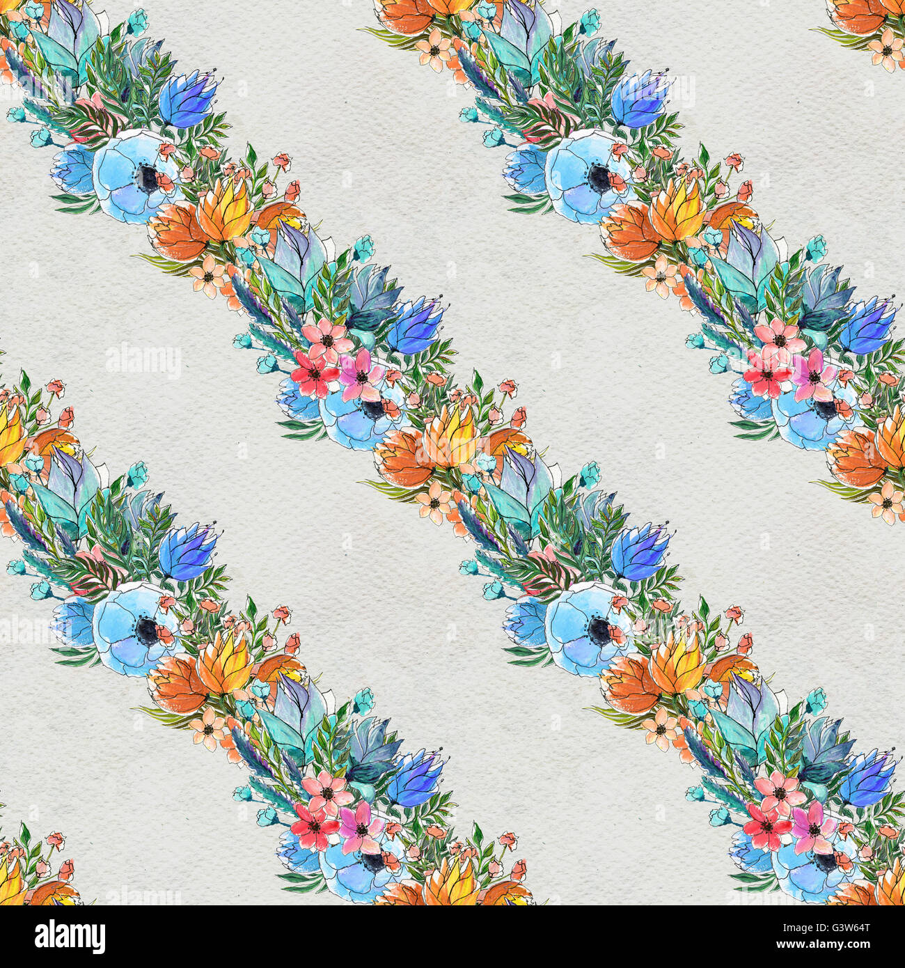 Seamless watercolor floral pattern Stock Photo - Alamy