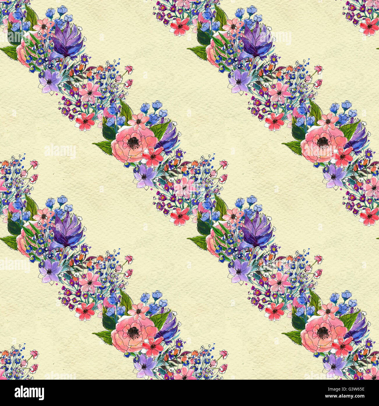 Seamless watercolor floral pattern Stock Photo - Alamy