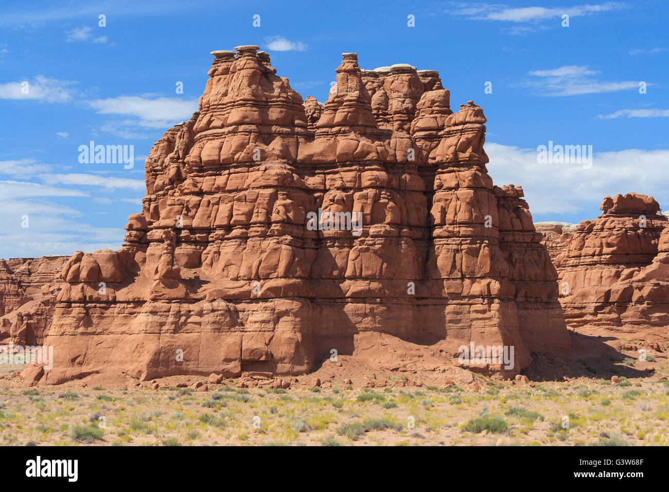 Hoodoo rock pinnacles in central Utah near Goblin Valley Stock Photo ...