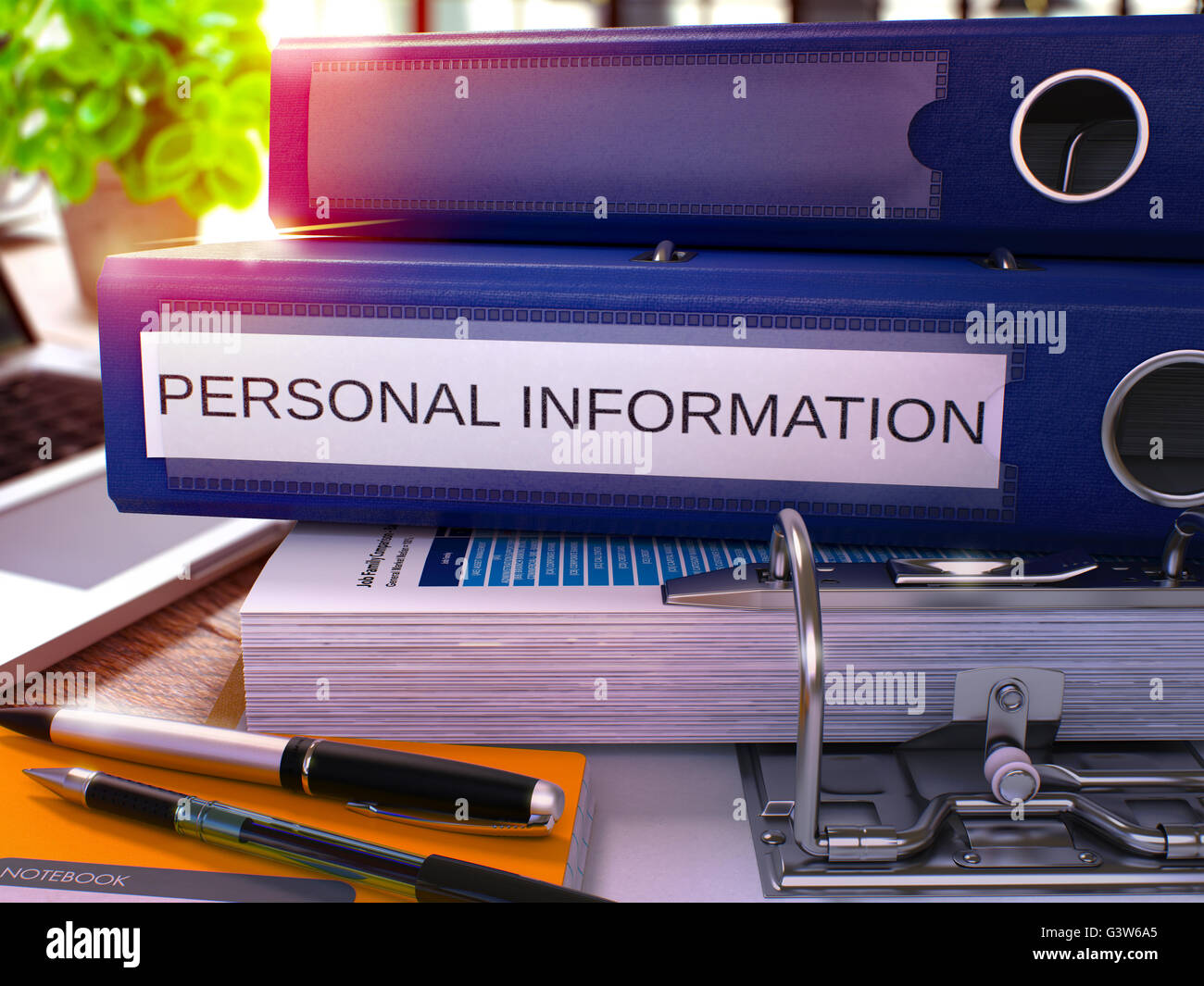 Personal Information on Blue Office Folder. Toned Image Stock Photo - Alamy