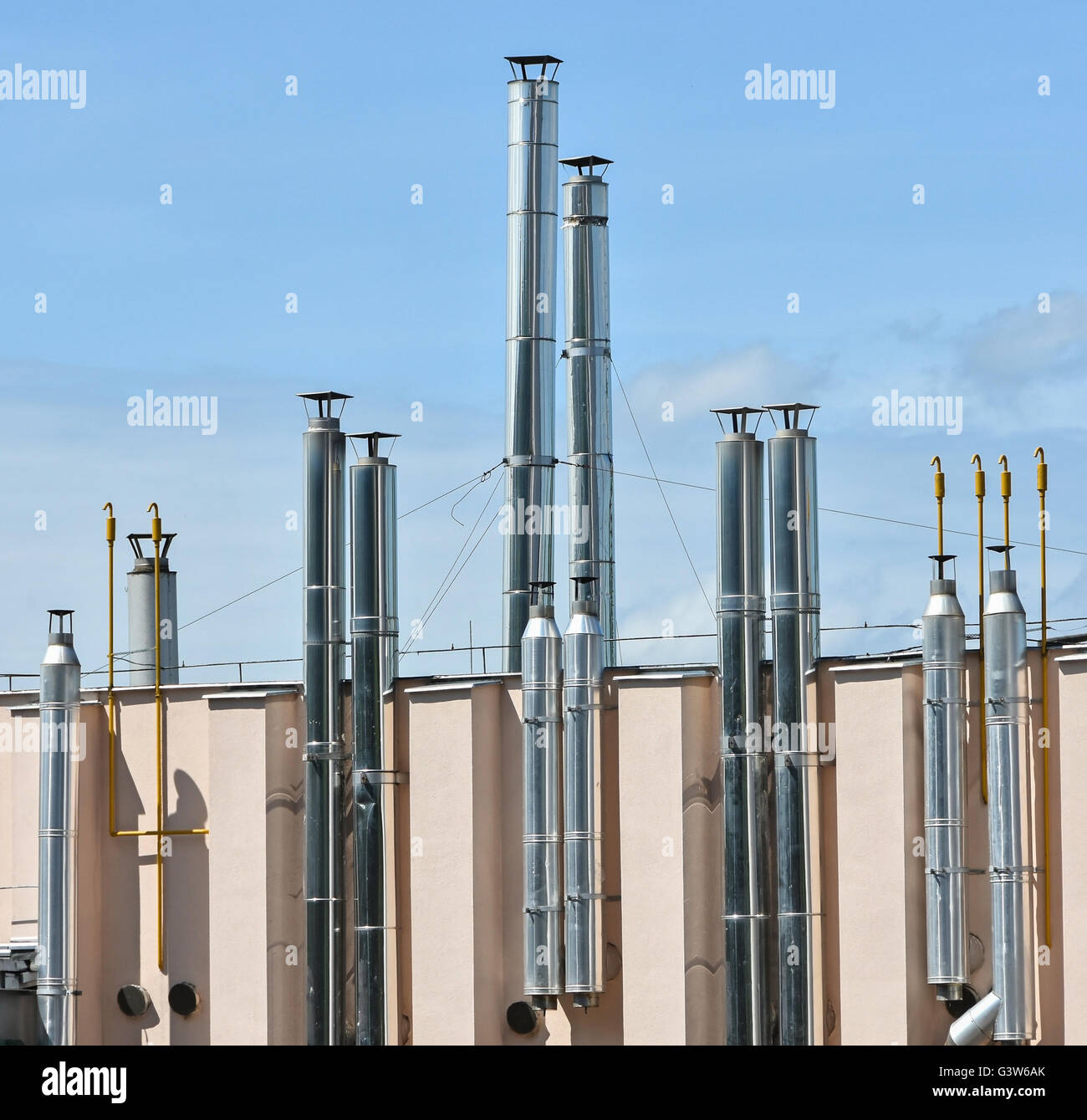 Metal smoke stacks of the bakery Stock Photo - Alamy