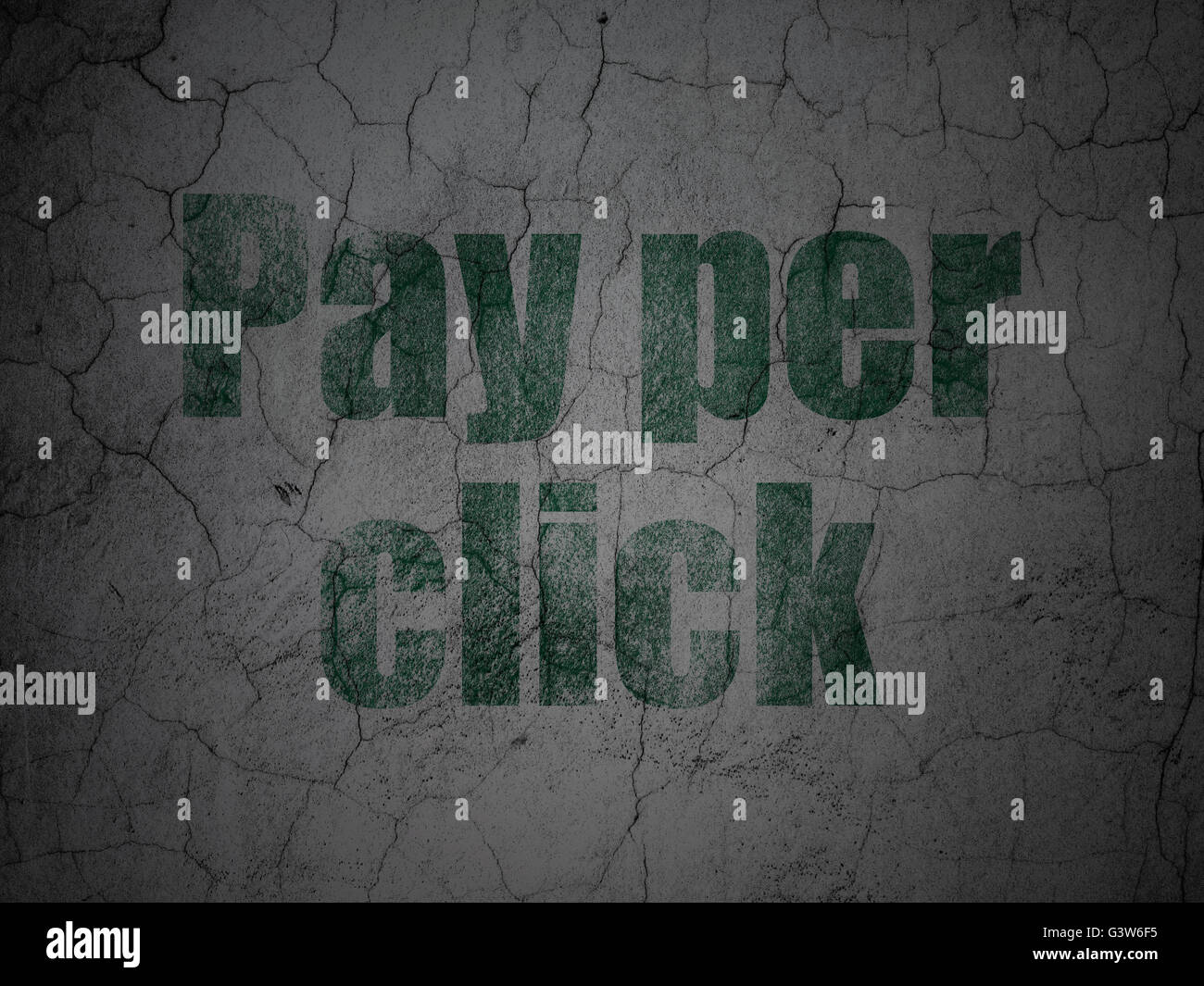 Advertising concept: Green Pay Per Click on grunge textured concrete ...