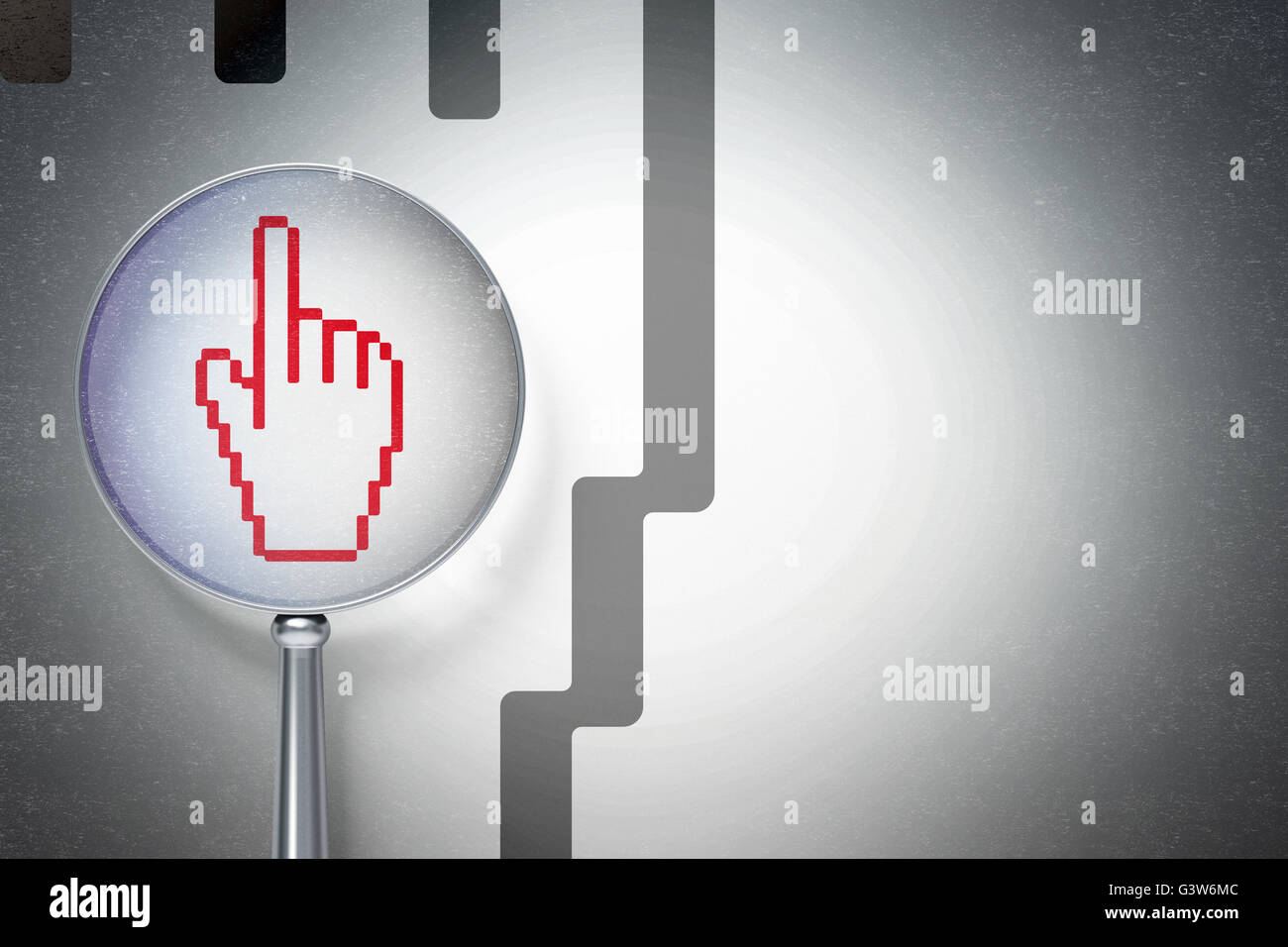 Web design concept: Mouse Cursor with optical glass on digital background Stock Photo - Alamy