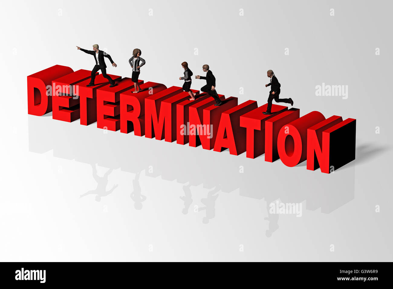 Determination word and group of people conveying business concept of ...
