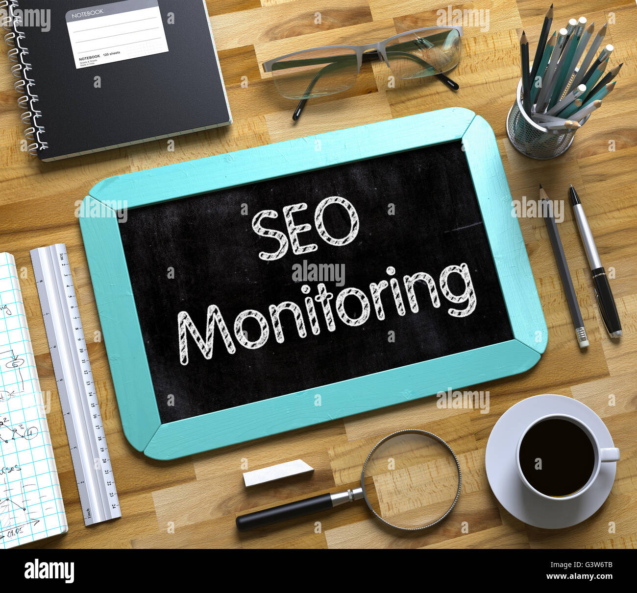 SEO Monitoring - Text on Small Chalkboard Stock Photo - Alamy