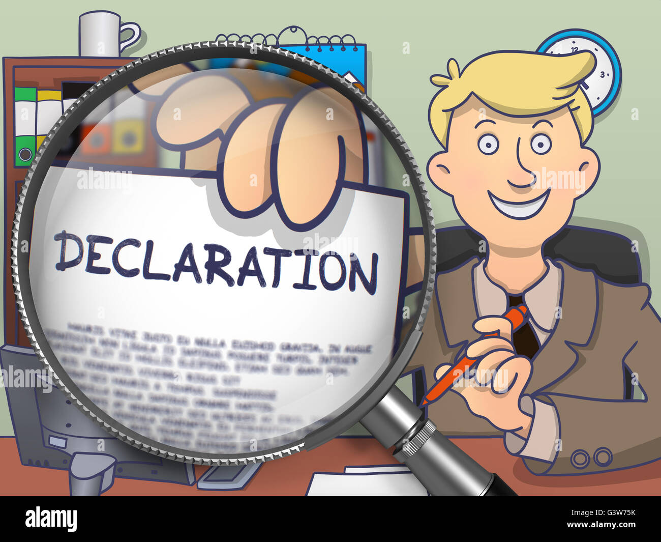 Declaration through Magnifying Glass. Doodle Style Stock Photo - Alamy