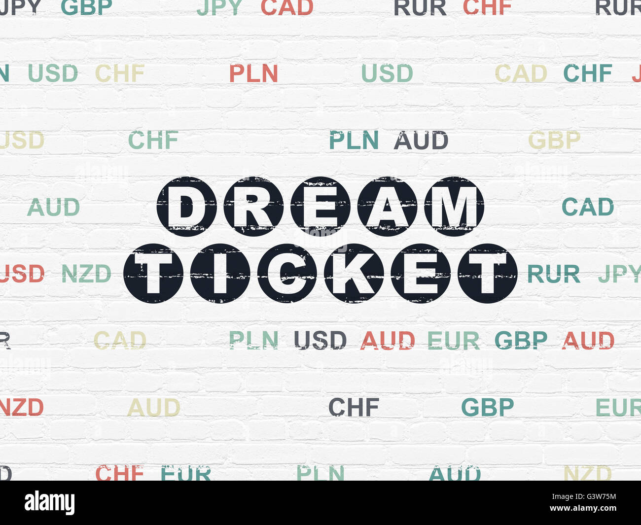 Finance concept: Dream Ticket on wall background Stock Photo - Alamy