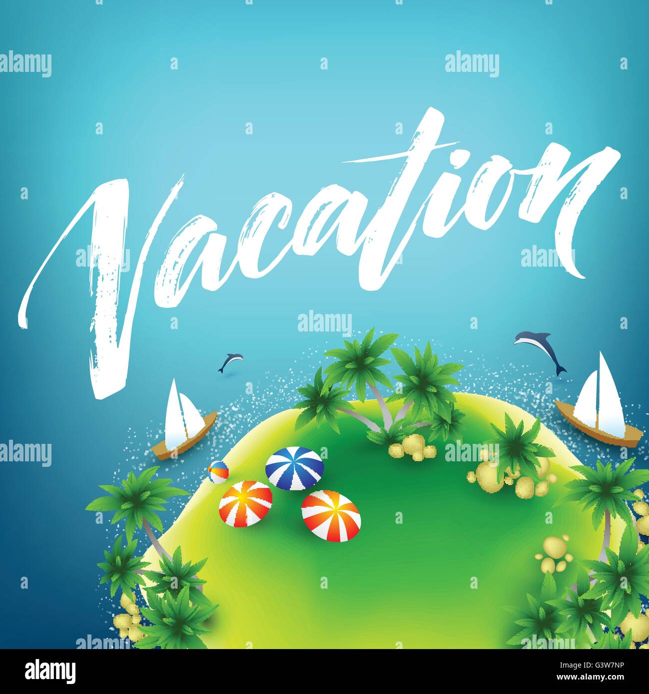Summer vacation handwriting. Typography, lettering and calligraphy ...