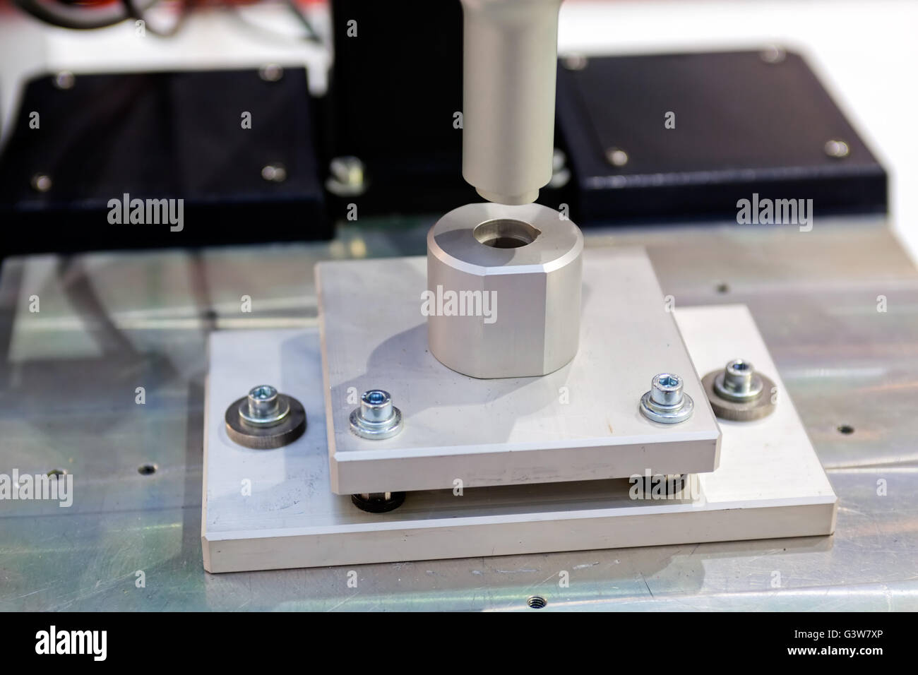 close up of stainless steel and aluminum machine Stock Photo - Alamy