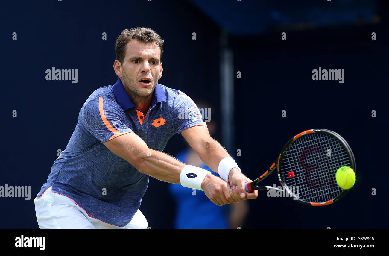 France's Paul-Henri Mathieu in action during day three of the 2016 ...