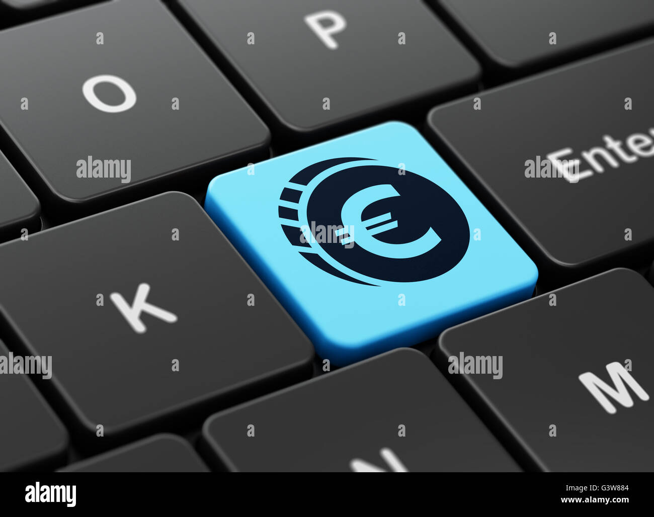 Currency concept: Euro Coin on computer keyboard background Stock Photo ...