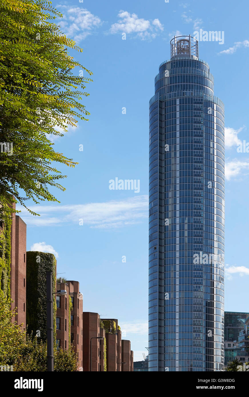 High-rise from below juxtaposed to brick facade terrace. St George ...