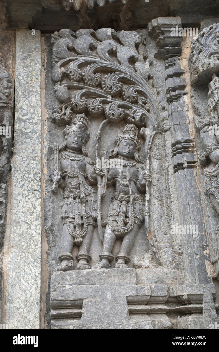 Ornate wall panel reliefs depicting Kamdev and his wife Rati ...