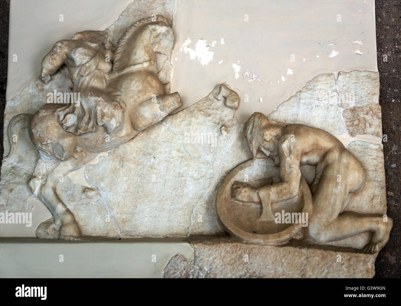 Corinth Greece Corinth Museum Ancient Greek Marble Relief Depicting ...