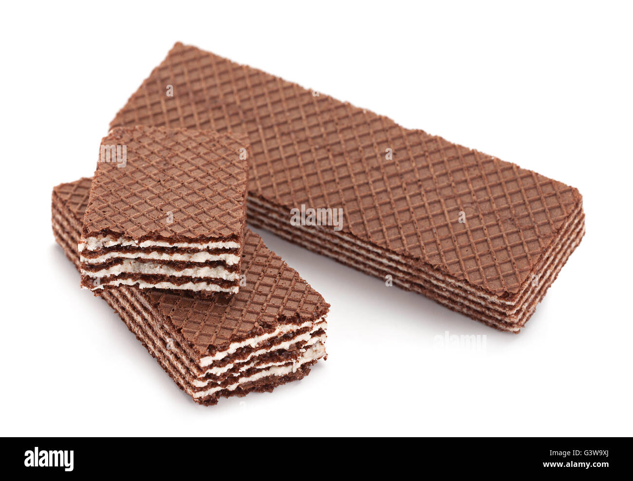 Brown wafers stick isolated on white background Stock Photo - Alamy