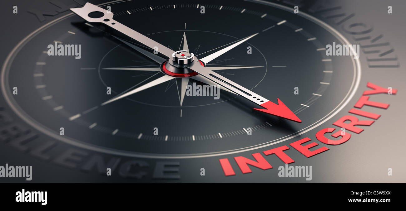 3D illustration of a compass over black background with needle pointing ...