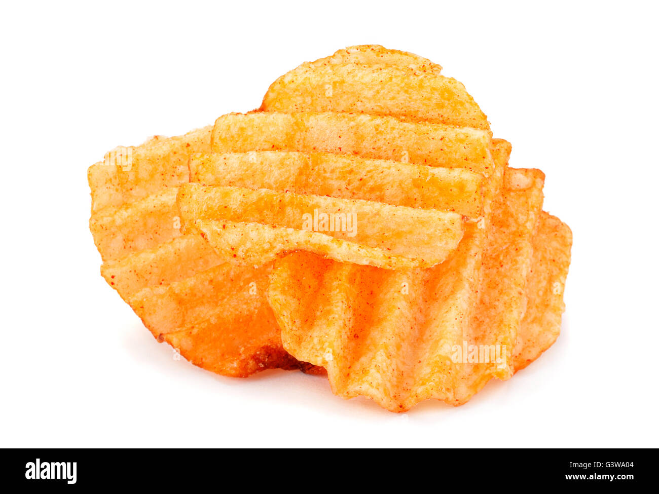 Potato ribbed chips snack isolated on white Stock Photo - Alamy
