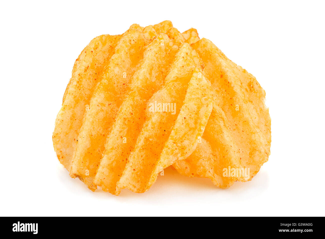Potato ribbed chips snack isolated on white Stock Photo - Alamy