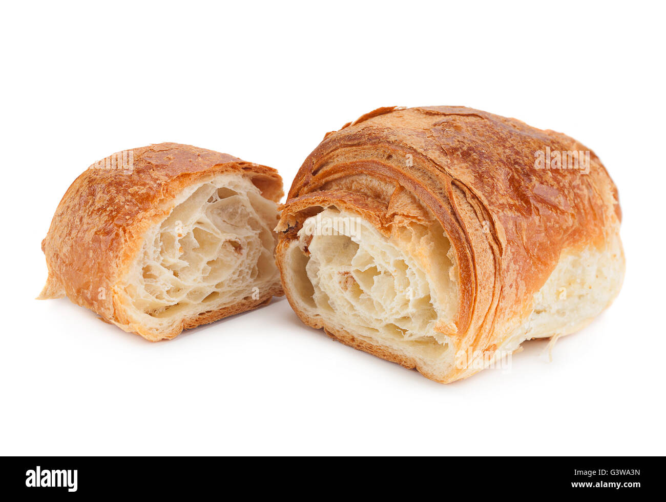 Croissant snack closeup isolated on white background Stock Photo - Alamy