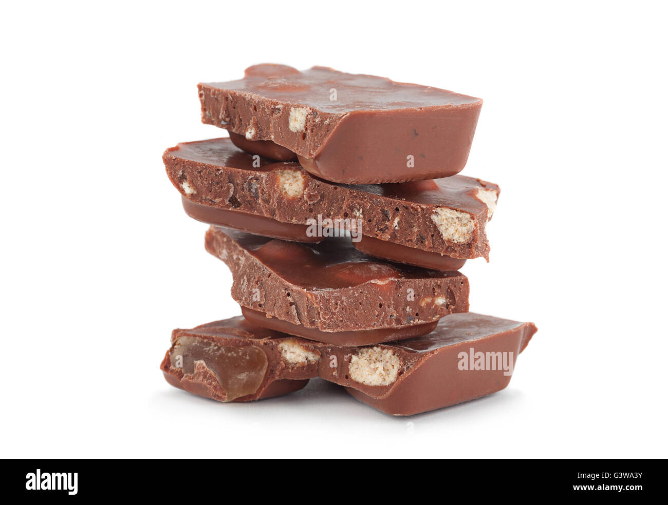 Chocolate block slice with cake isolated on white Stock Photo - Alamy