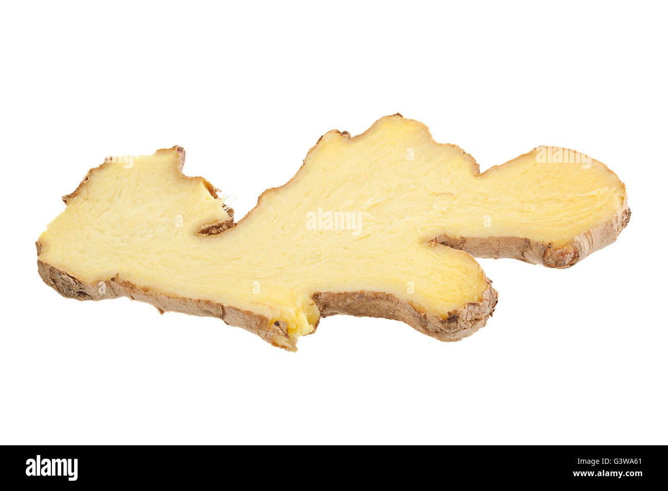 Ginger spice root slice isolated on white background Stock Photo - Alamy