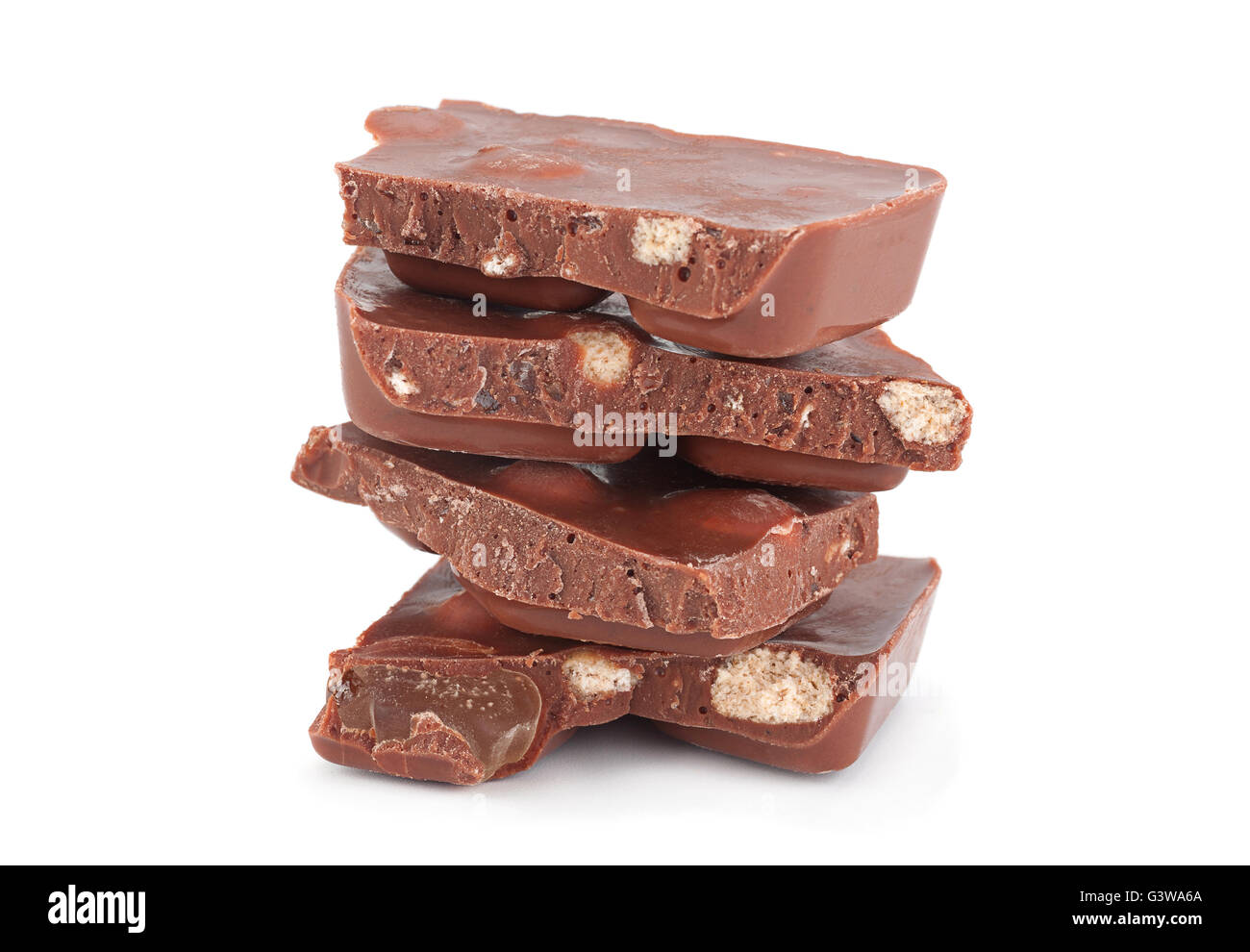 Chocolate block slice with cake isolated on white Stock Photo - Alamy