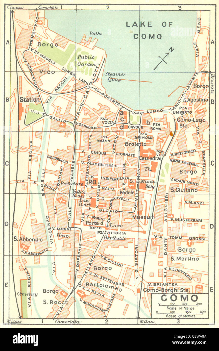 ITALY: Como, 1930 vintage map Stock Photo - Alamy