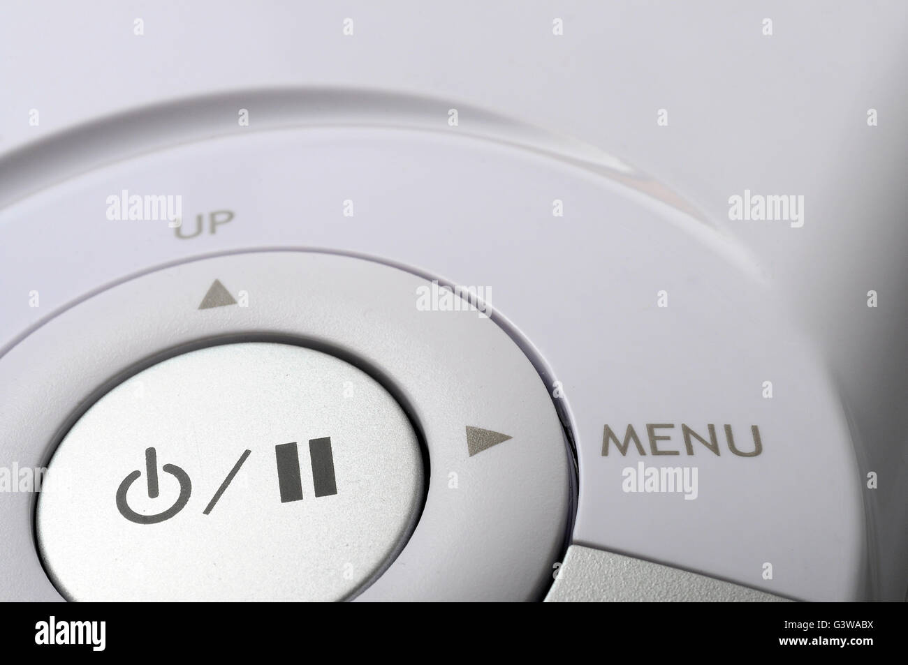 Macro of gray power button and Enter touch Stock Photo - Alamy