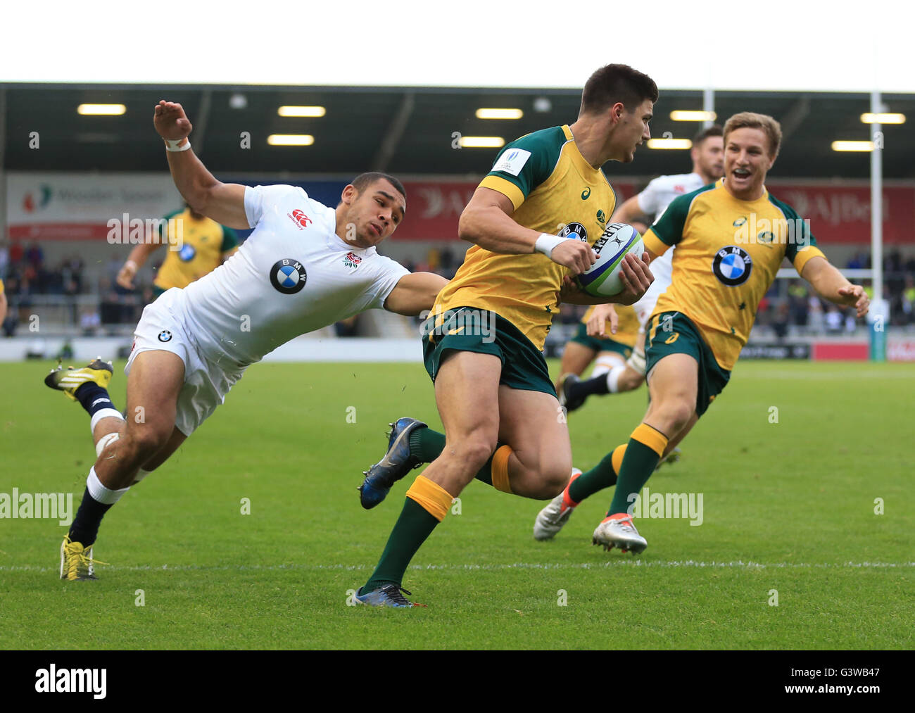 Australia's Jack Maddocks runs in his sides first try against England ...