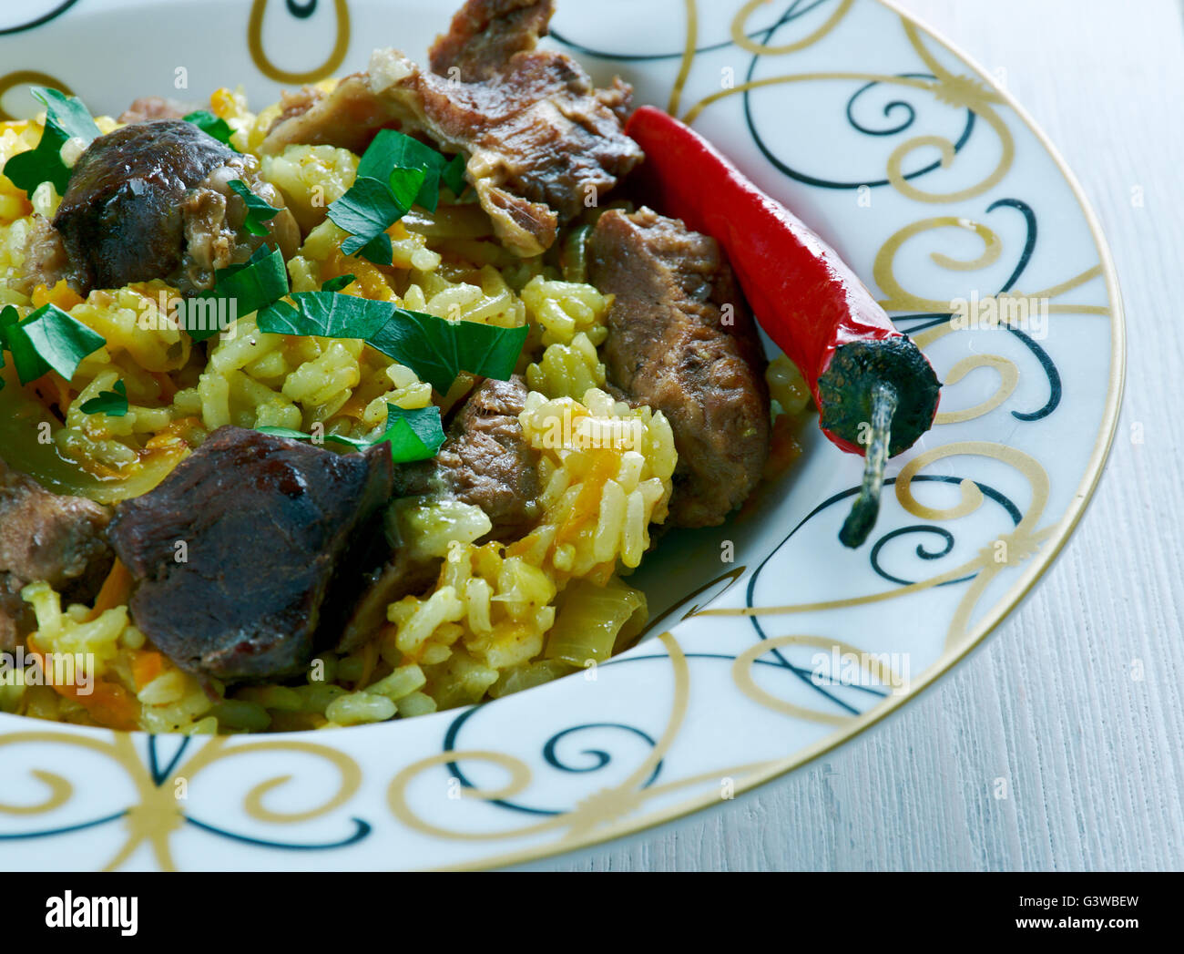 Ruzz bil Khaloot - Libyan rice with liver and almonds.African cuisine ...