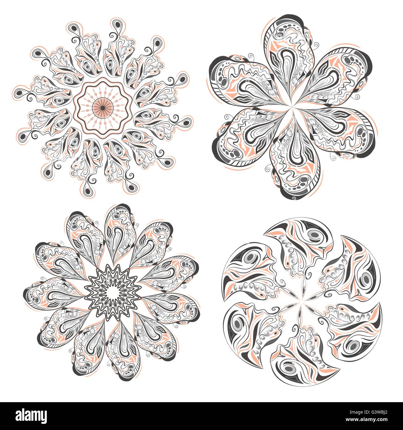 Set of circular floral ornaments patterns Stock Vector Image & Art - Alamy