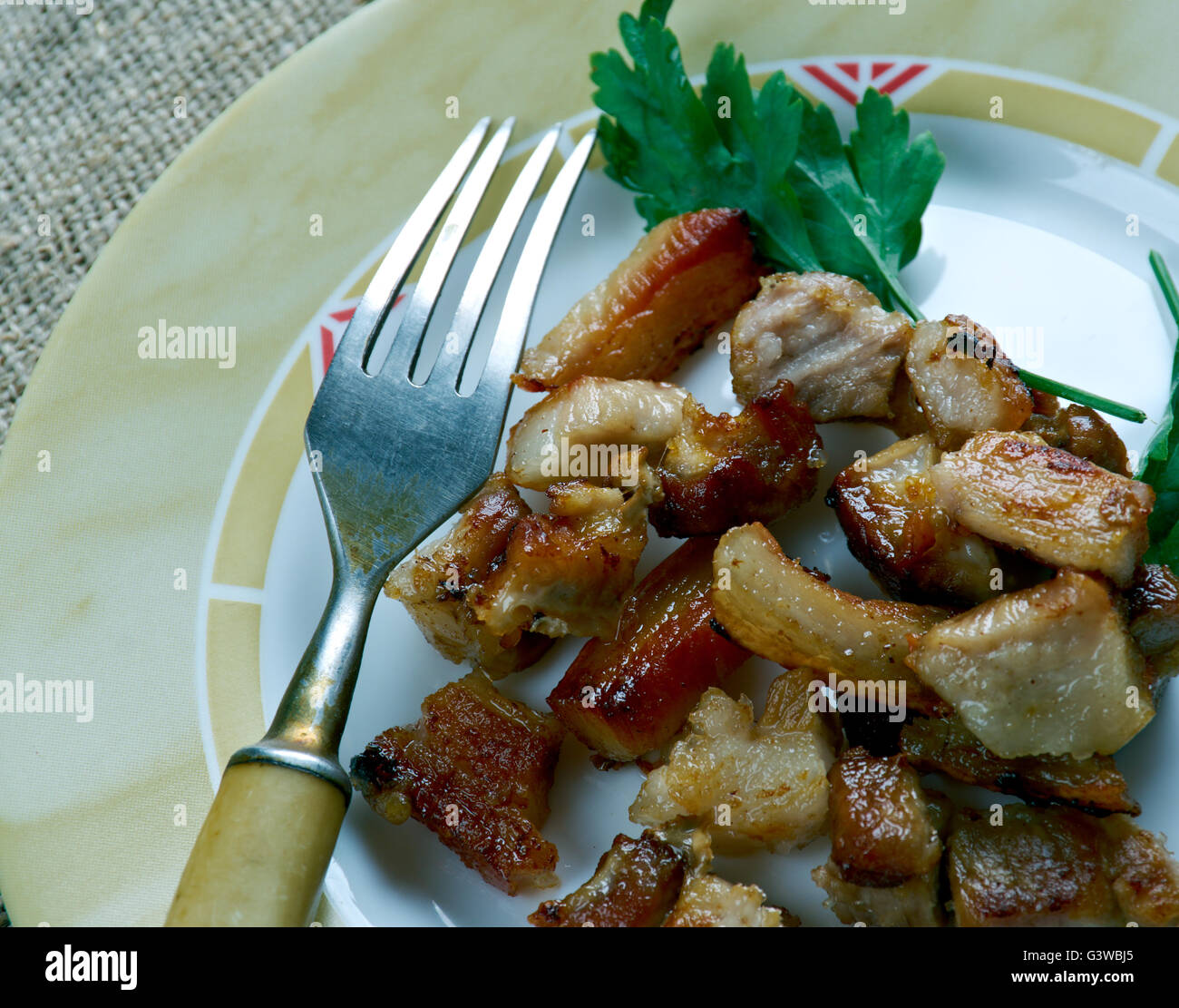 Homemade Fatty Pork rind skin of a pig Stock Photo - Alamy