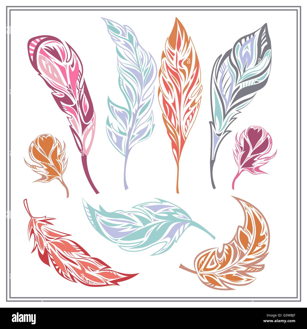 Set feathers different colors Stock Vector Image & Art - Alamy