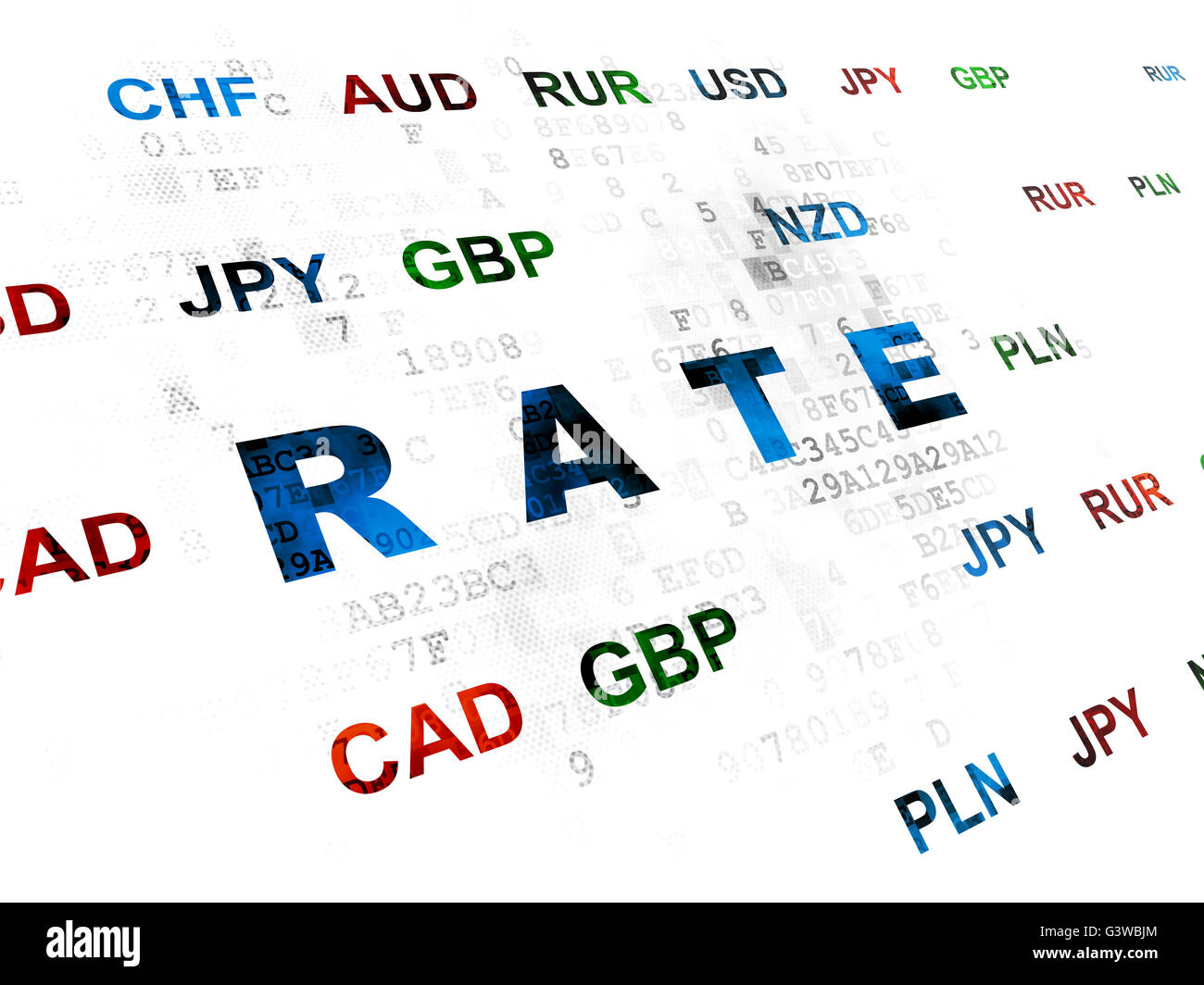 Currency concept: Rate on Digital background Stock Photo - Alamy