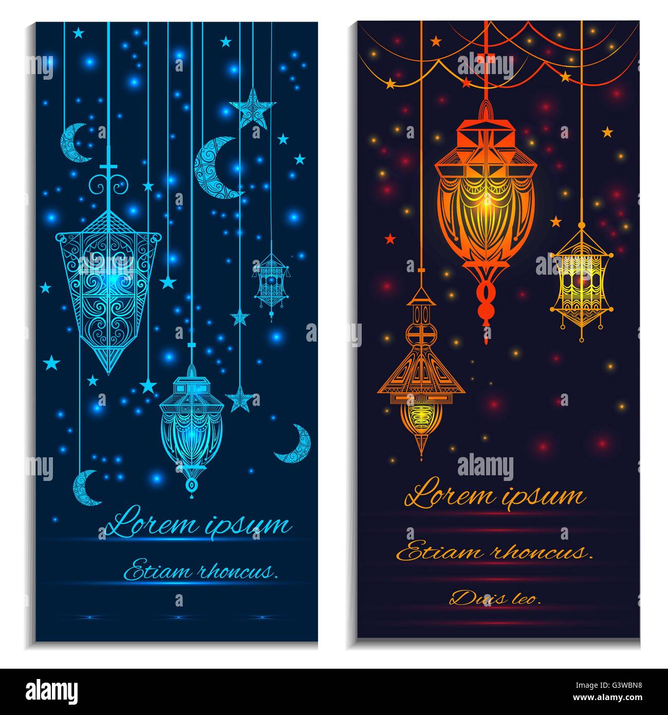 Invitation cards with lights, crescent, stars and lights Stock Vector ...