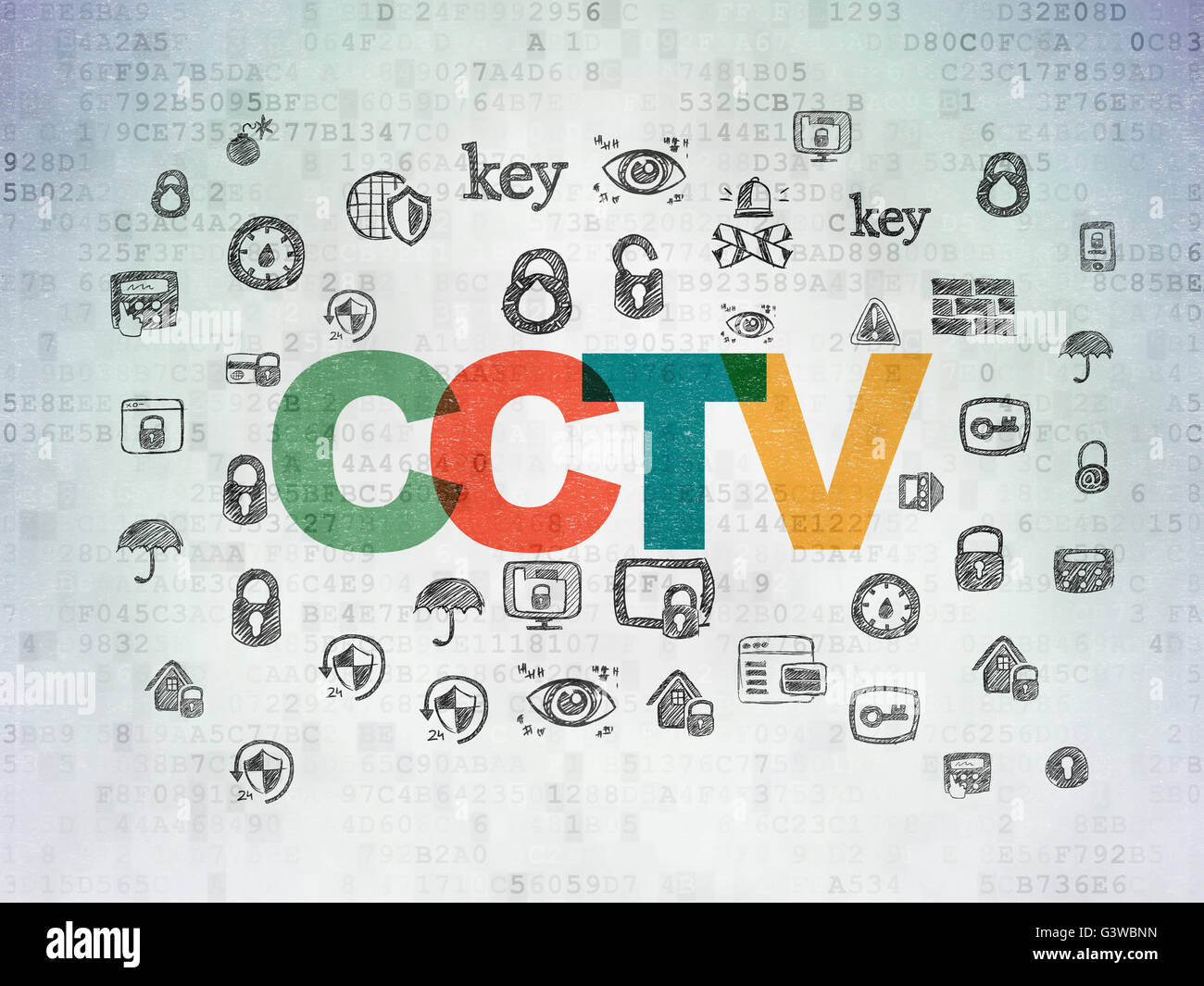 Security concept: CCTV on Digital Data Paper background Stock Photo - Alamy