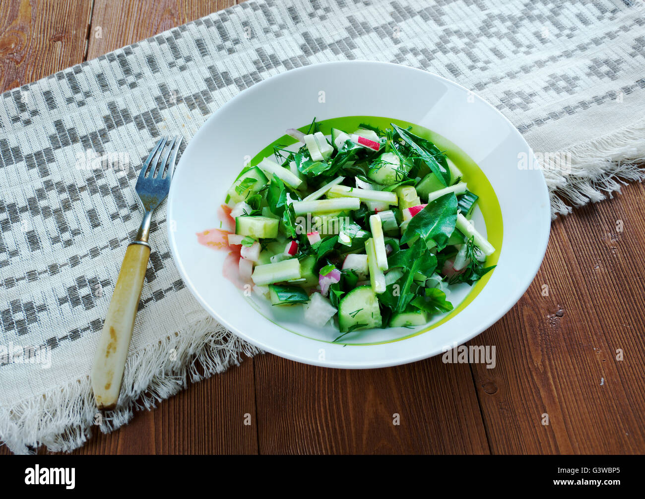 Traditional Slavic spring salad of dandelions Stock Photo - Alamy
