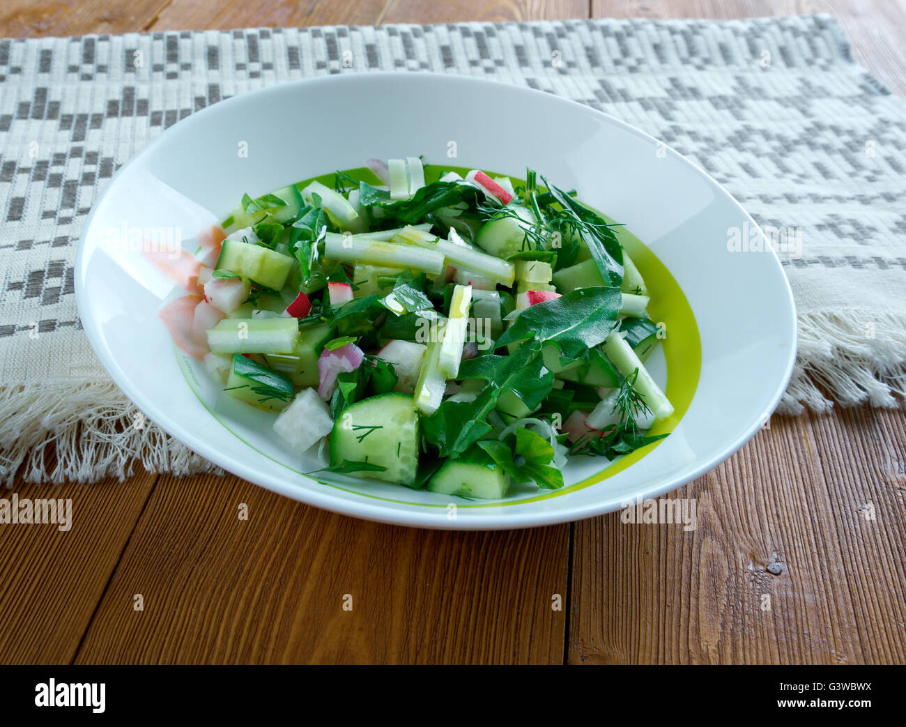 Traditional Slavic spring salad of dandelions Stock Photo - Alamy