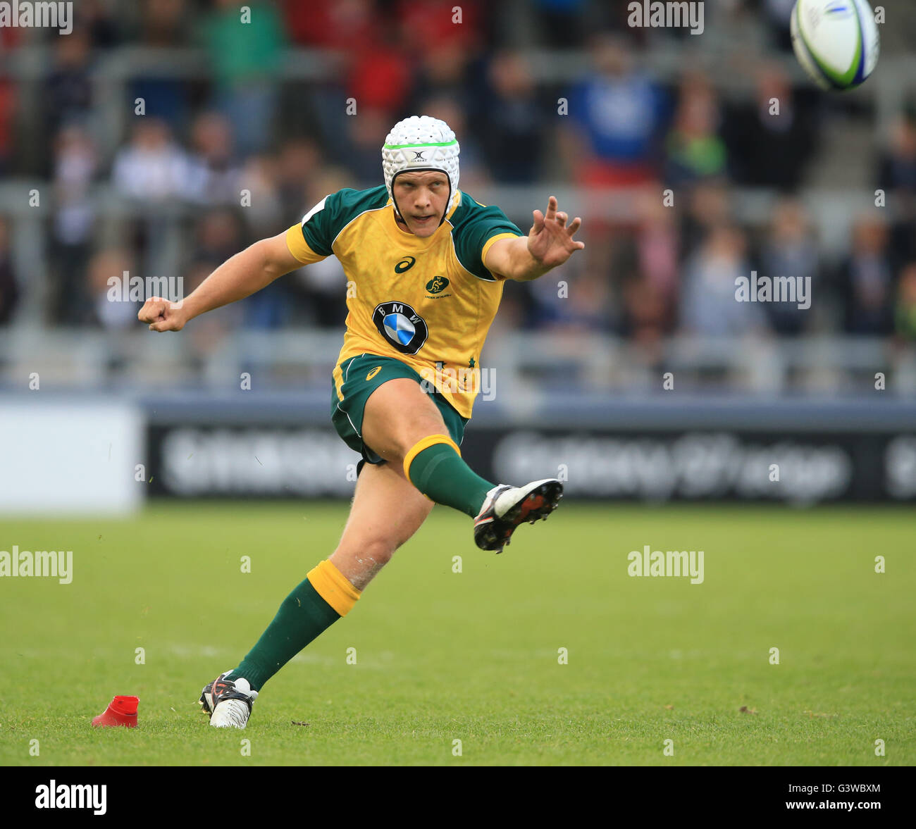 Australia's Mack Mason kicks a penalty during the Under 20's Rugby ...