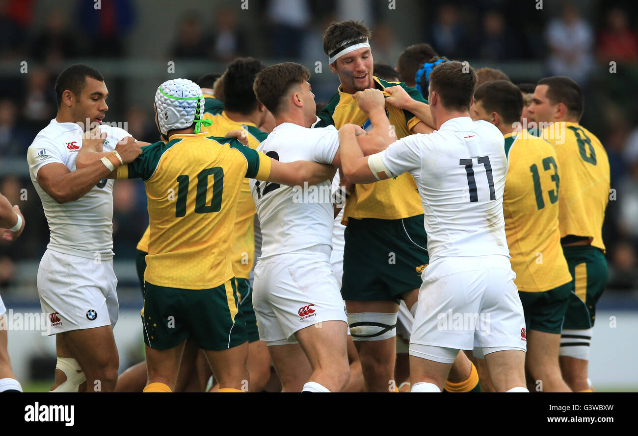 A scuffle breaks out between England and Australia during the Under 20 ...