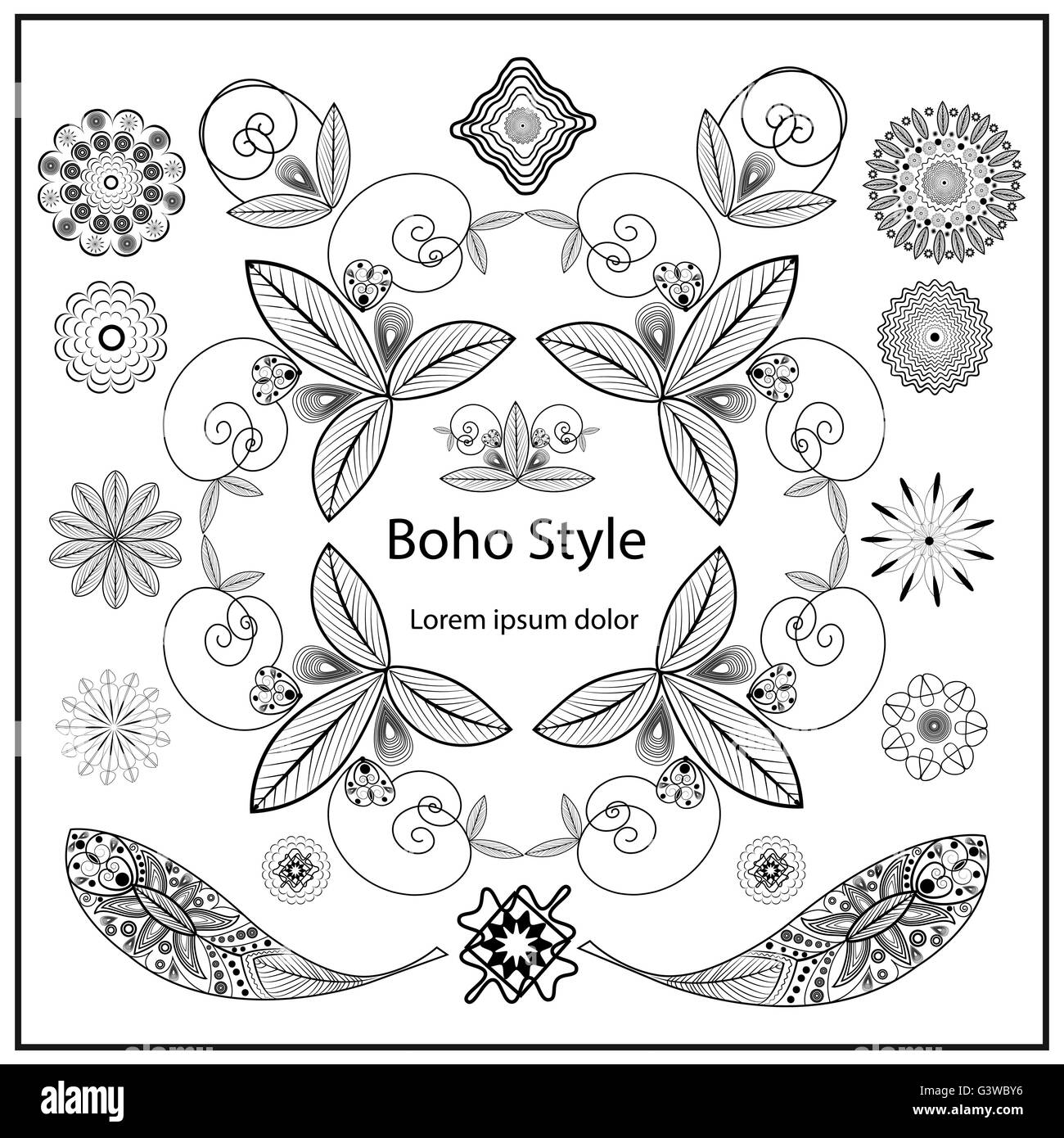 Set ornamental Boho style elements Stock Vector Image & Art - Alamy