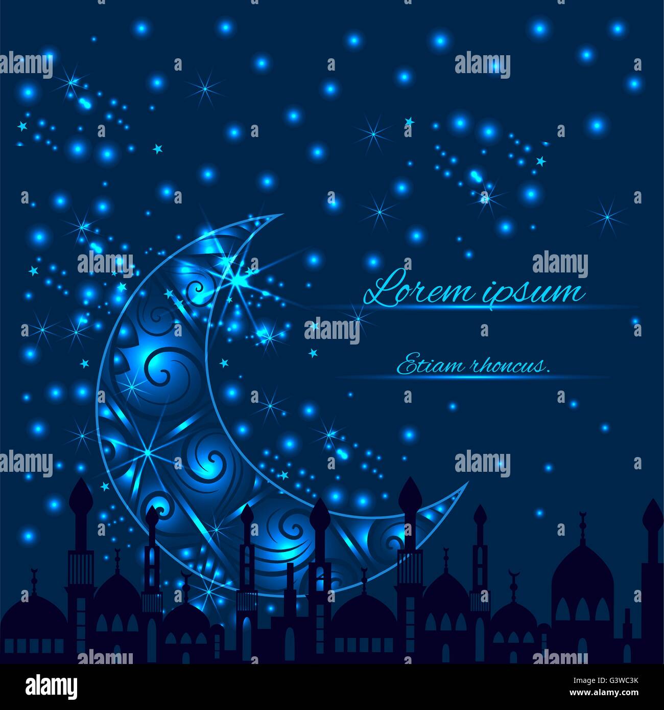 Mosque moon vector line Stock Vector Images - Alamy