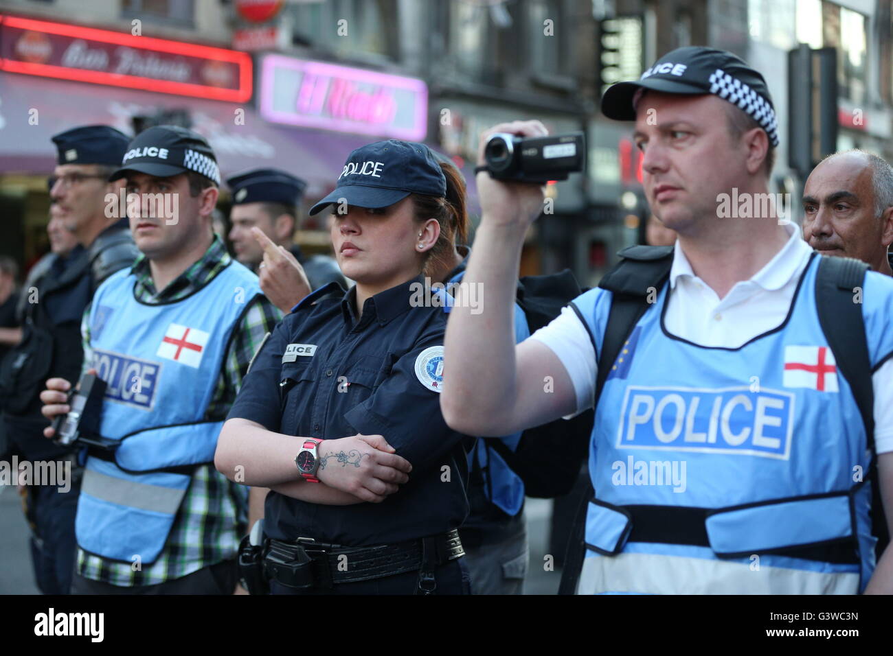 Police in Lille city centre, France, as fresh clashes have taken place ...