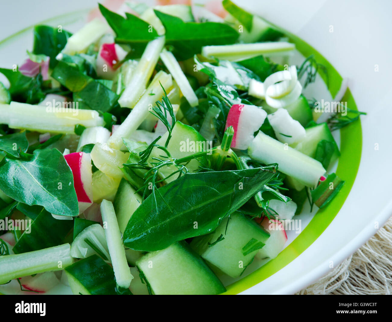 Traditional Slavic spring salad of dandelions Stock Photo - Alamy