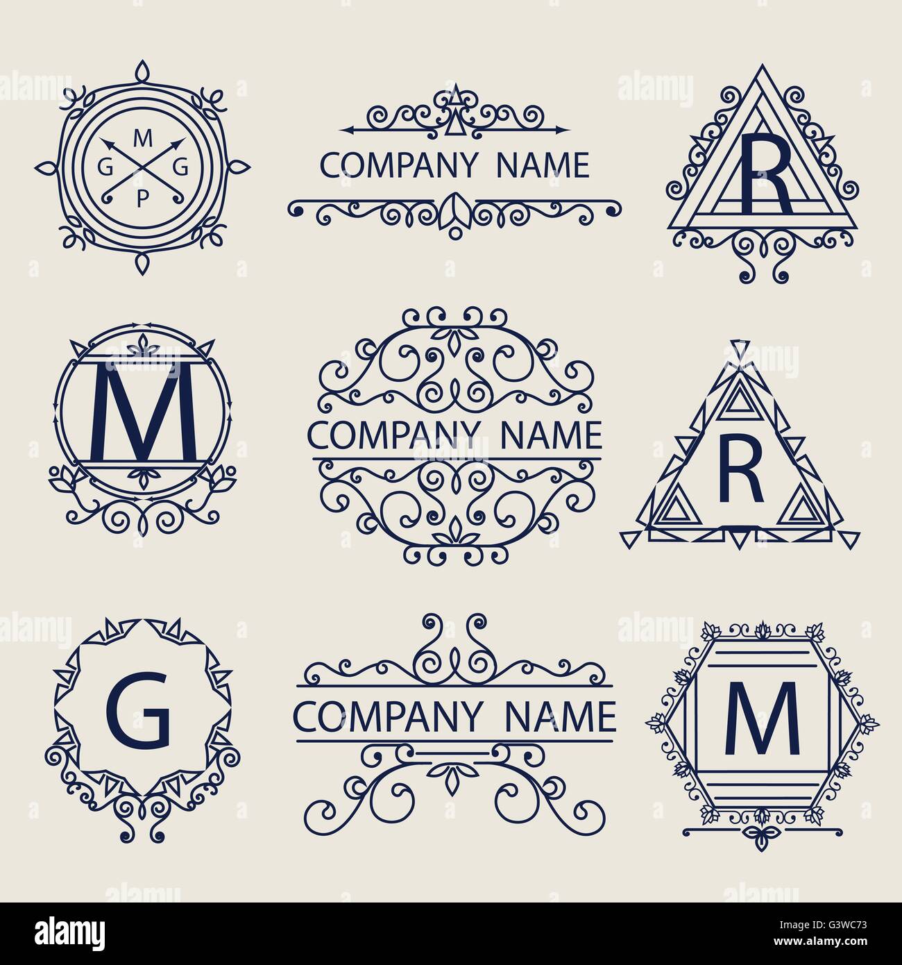 Set ornamental emblems company logos Stock Vector Image & Art - Alamy