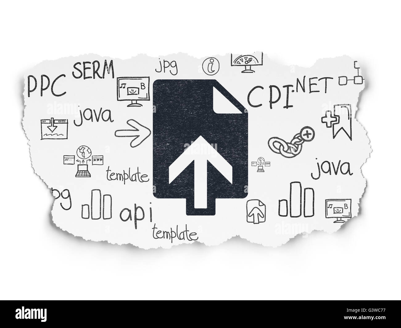 Web development concept: Upload on Torn Paper background Stock Photo - Alamy