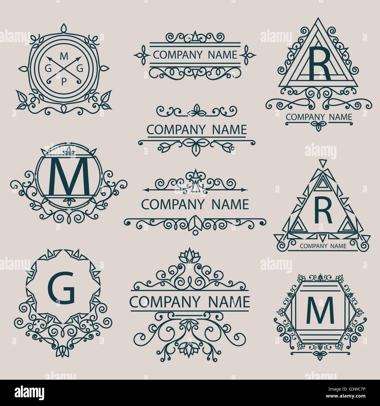 Set emblems, monogram company logos business style Stock Vector Image ...