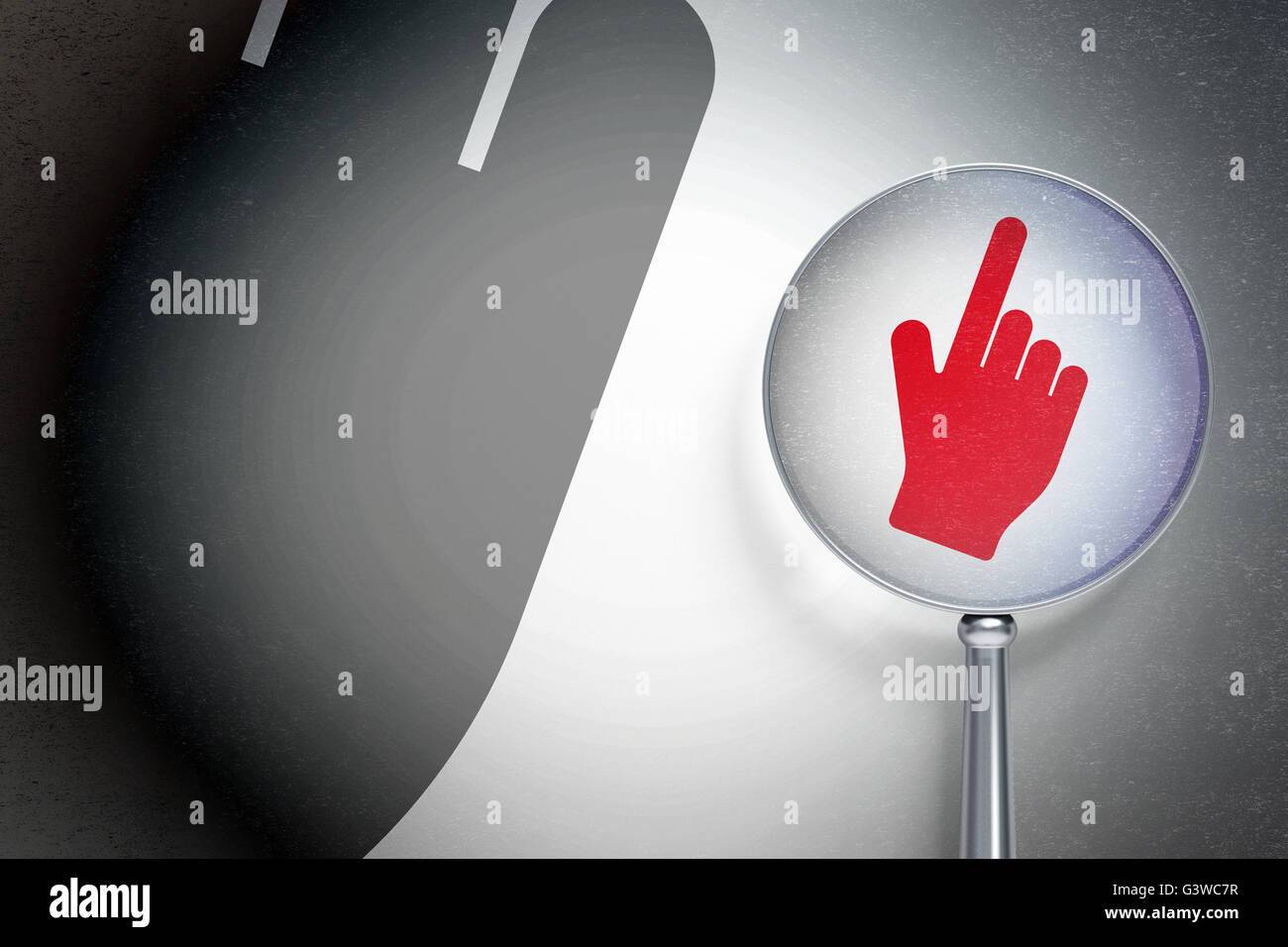 Web design concept: Mouse Cursor with optical glass on digital ...