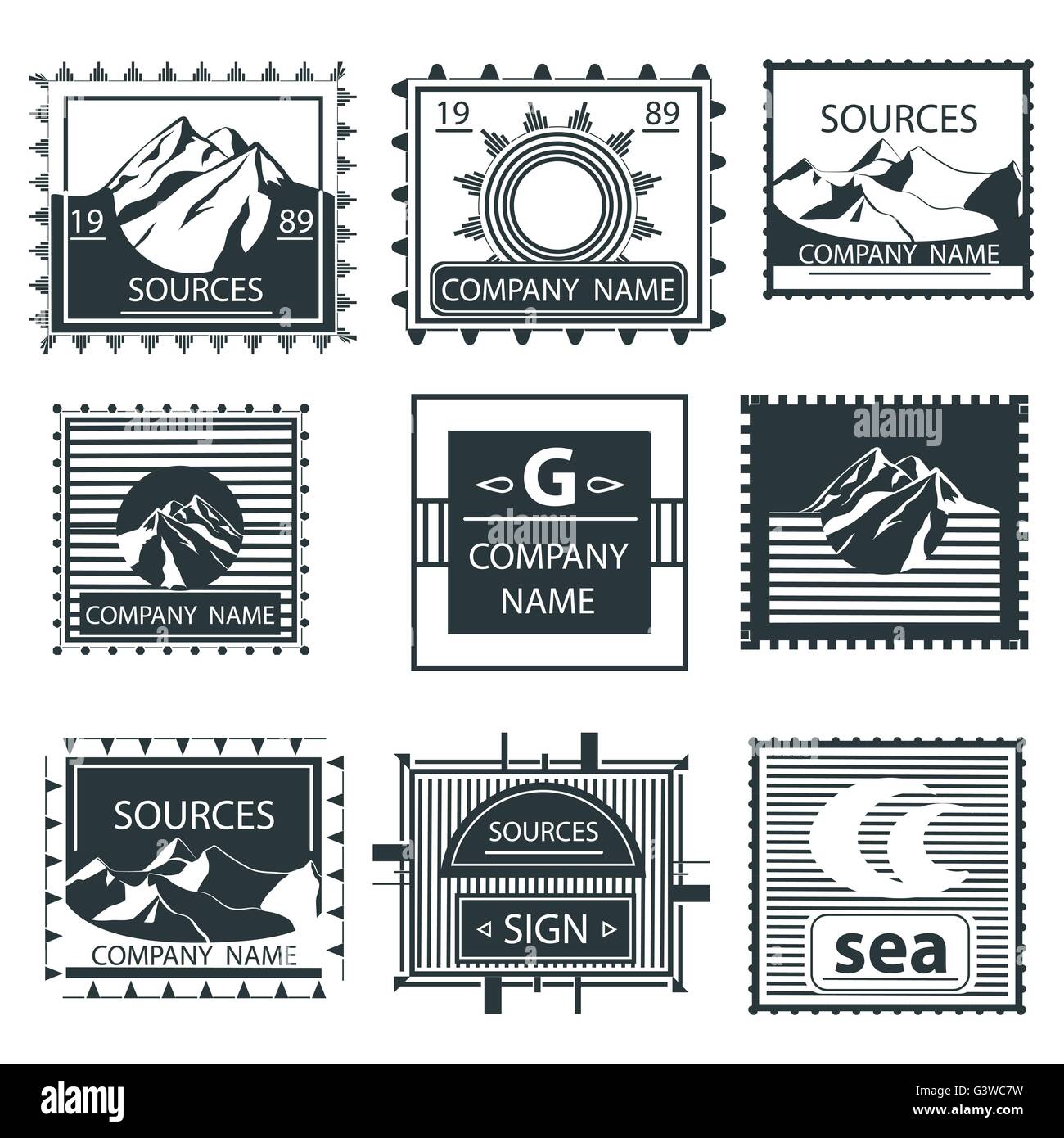 Set stamps emblem mountain, vintage labels Stock Vector Image & Art - Alamy
