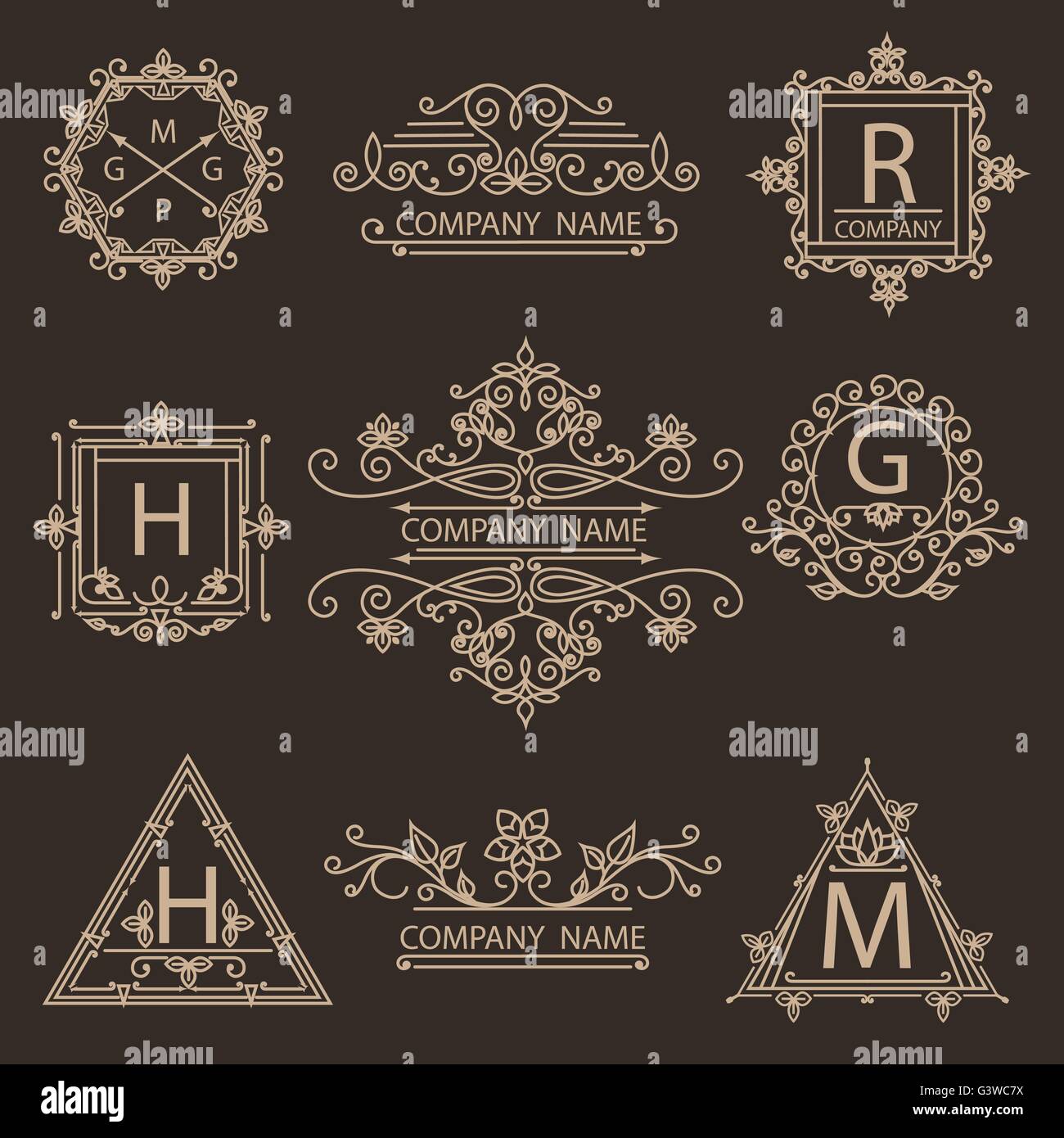 Set monogram ornamental logos emblem Stock Vector Image & Art - Alamy
